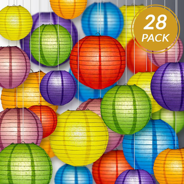 Ultimate 28-Piece Rainbow Variety Paper Lantern Party Pack - Assorted ...