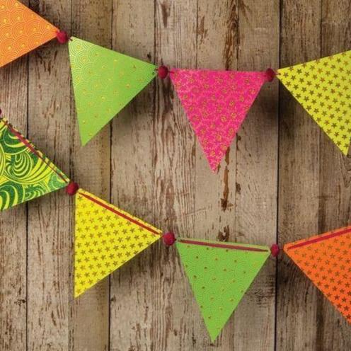 BLOWOUT Neon Paper Large Triangle Pennant Banner (9.5 Feet Long) - Luna ...