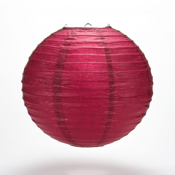 10" Velvet Red Round Paper Lantern, Parallel Ribbing, Chinese Hanging ...