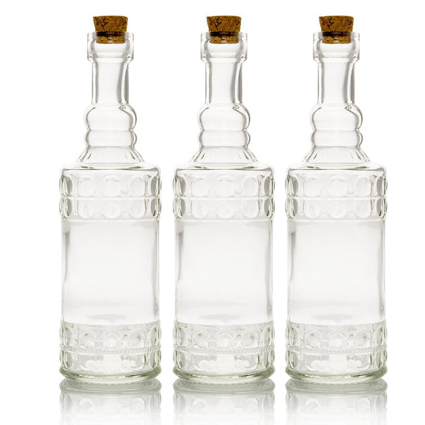 3-Pack 6.6 Inch Calista Clear Vintage Glass Bottle with Cork - DIY ...