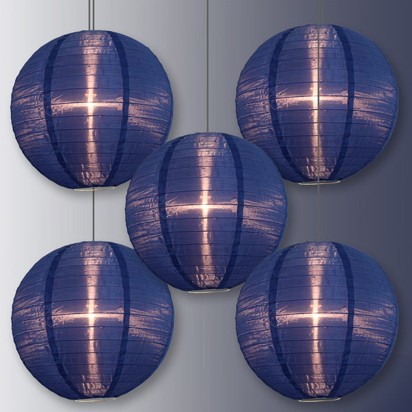 5-Pack 14 Inch Navy Blue Shimmering Parallel Ribbing Nylon Lantern ...
