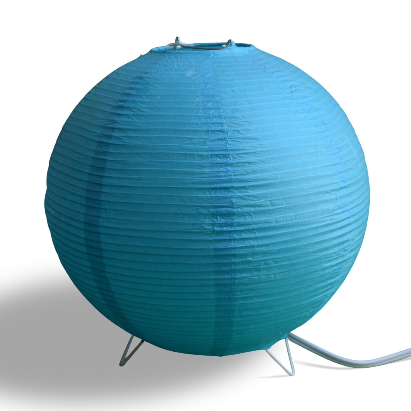 Turquoise Blue Corded Round Table Top Lantern Lamp Kit w/ Light Bulb ...