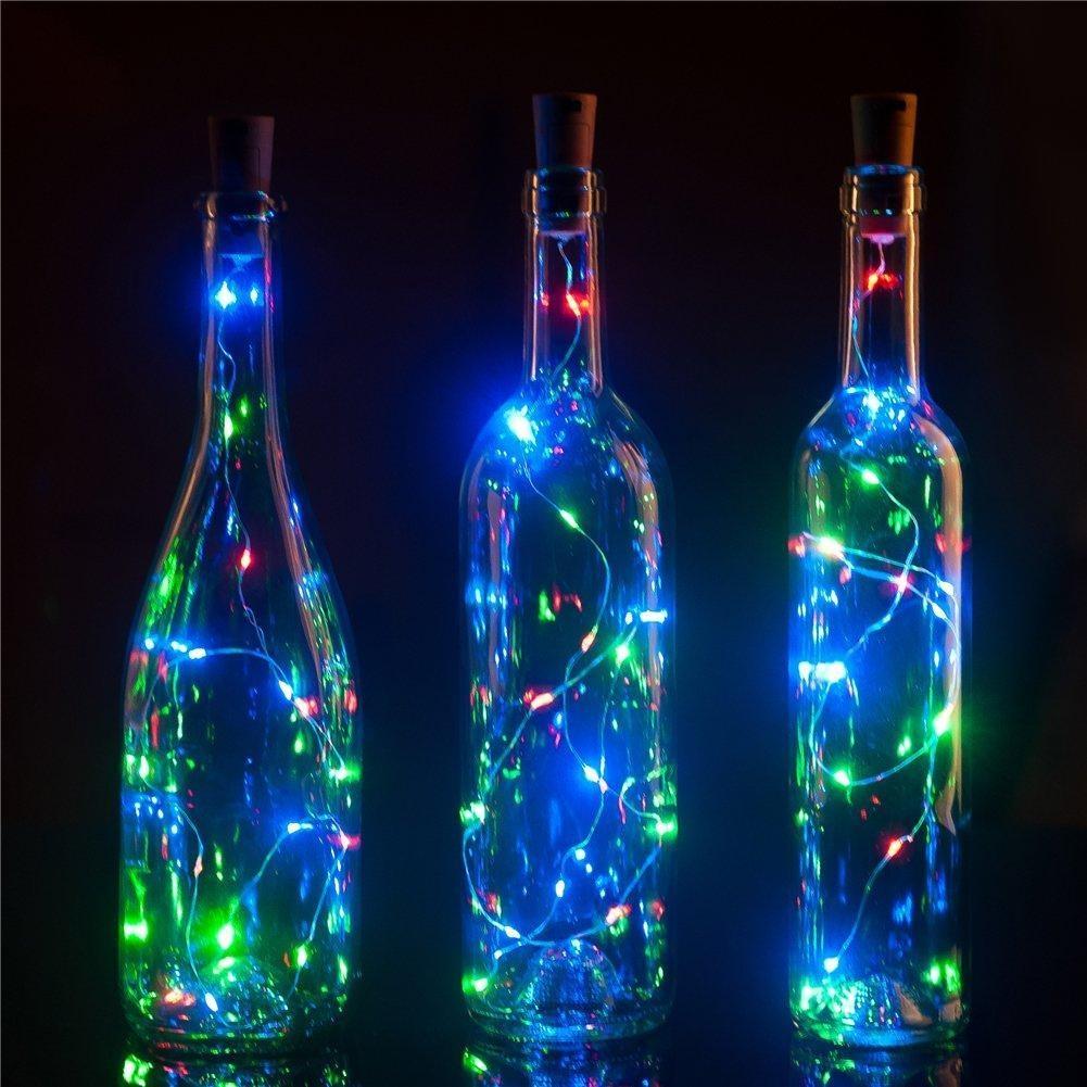 3Ft Battery Powered 20 LED RGB Cork Wine Bottle Lights DIY Fairy Strin ...