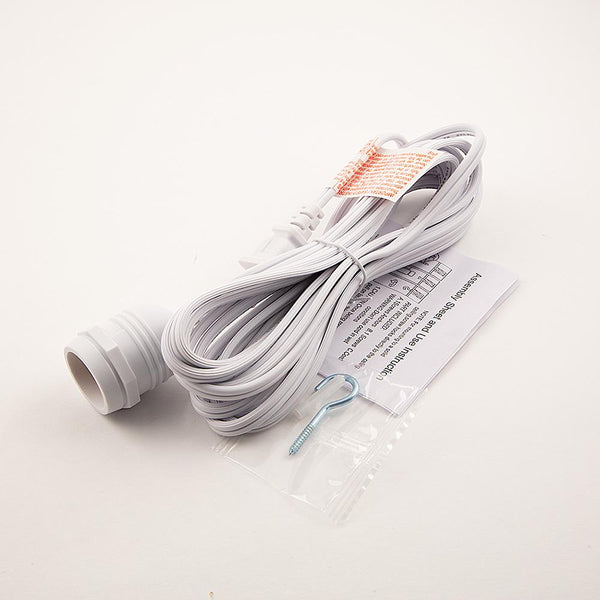 15FT Single Socket White Commercial Grade Outdoor Pendant Light Lamp C ...