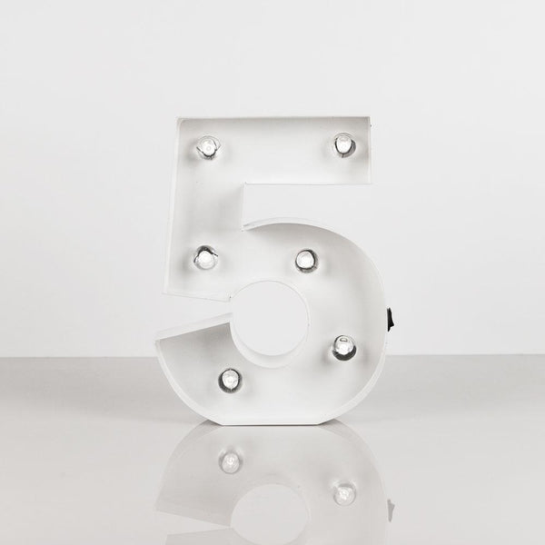 Marquee Light Number '5' LED Metal Sign (8 Inch, Battery Operated ...