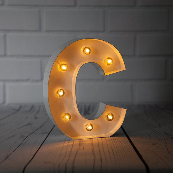 White Marquee Light Letter 'C' LED Metal Sign (8 Inch, Battery Operated ...