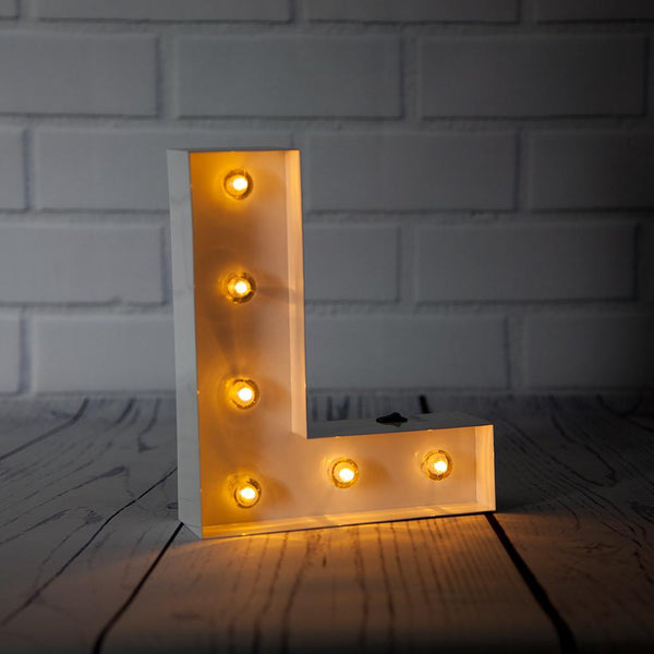 White Marquee Light Letter 'L' LED Metal Sign (8 Inch, Battery Operated ...