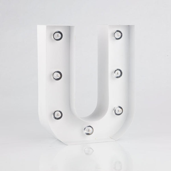 White Marquee Light Letter 'U' LED Metal Sign (8 Inch, Battery Operated ...