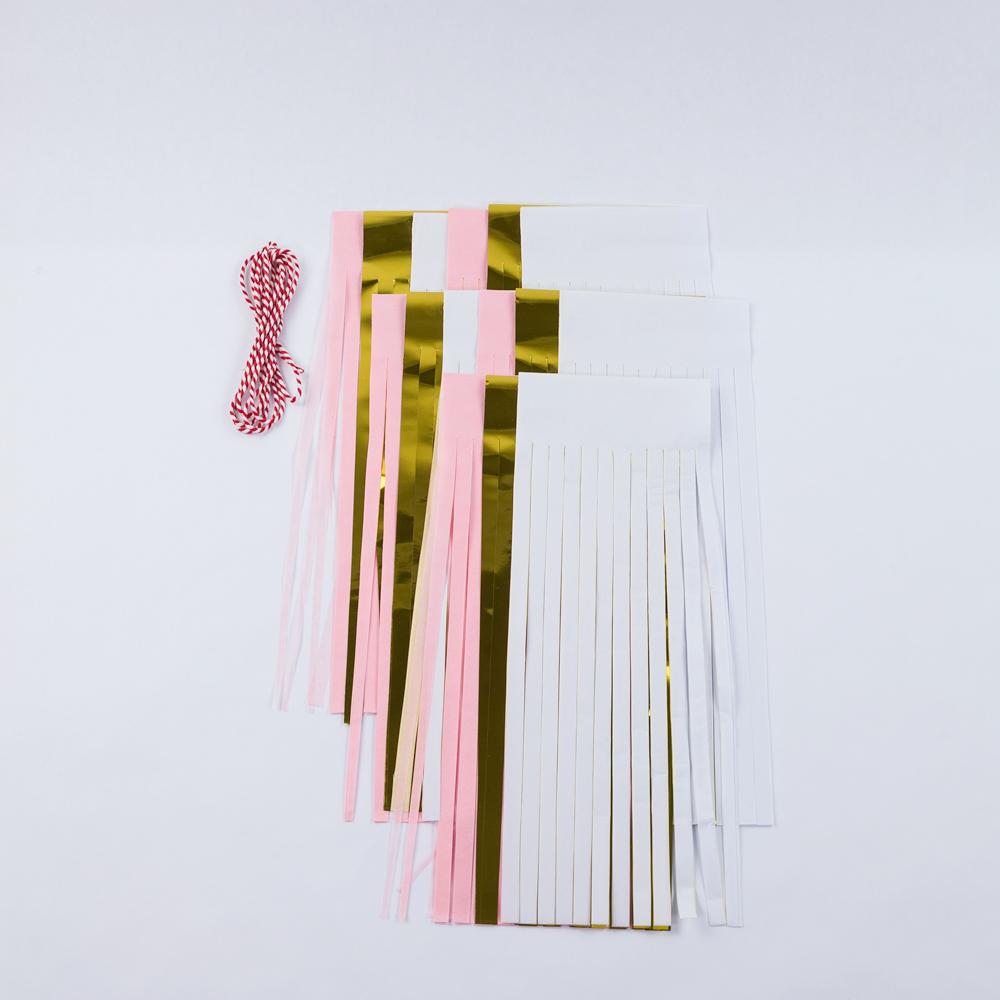 BLOWOUT Metallic Pink / Gold Tissue Paper Tassel Garland Kit (15-PACK ...