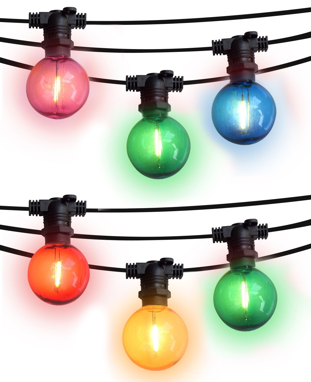25 Socket Multi-Color Outdoor Commercial String Light Set, 29 FT Black ...