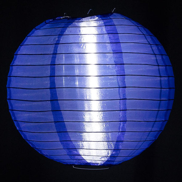 4 Inch Navy Blue Round Shimmering Parallel Ribbing Nylon Lantern (10 ...