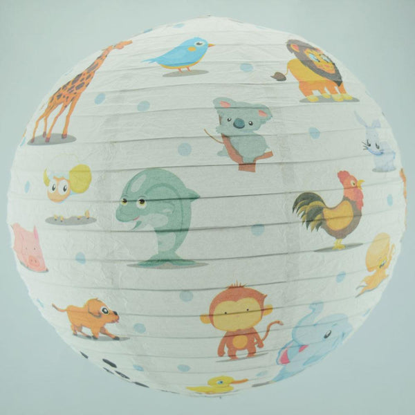 14 Inch Artisan Print Cute Animal Parade Paper Lantern - Luna Bazaar ...
