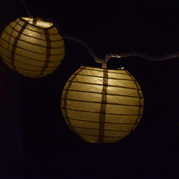 BLOWOUT 10 Socket Gold Round Paper Lantern Party String Lights (4" Lan ...