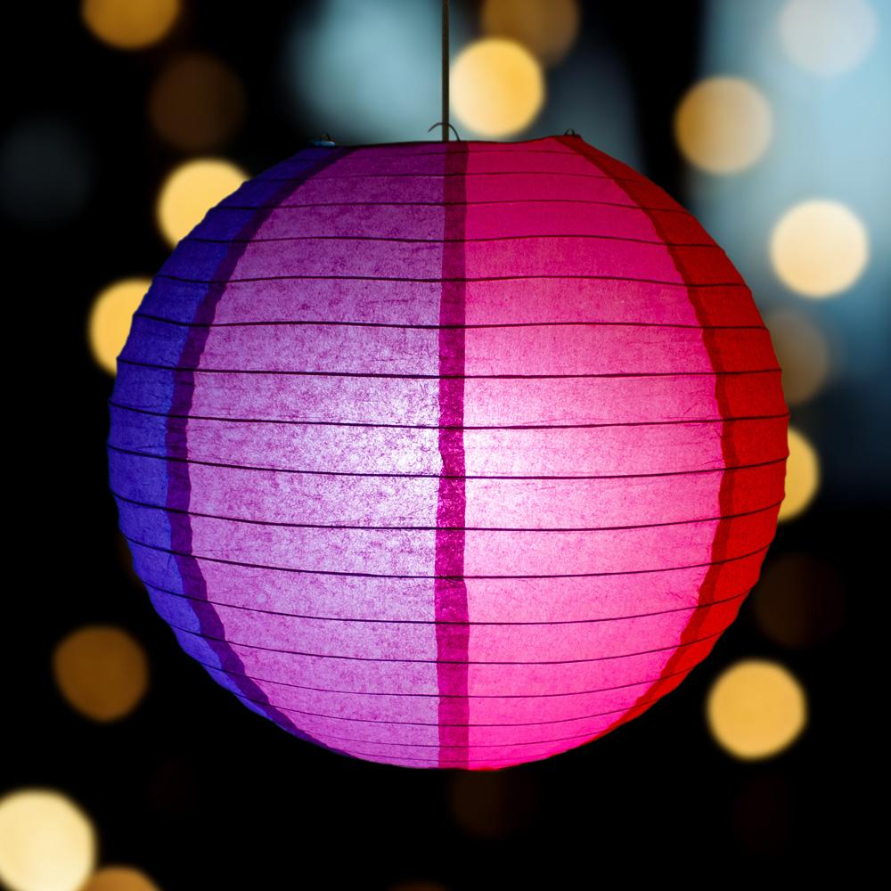 14" Rainbow Multi-Color Paper Lantern, Even Ribbing, Hanging Decoratio ...
