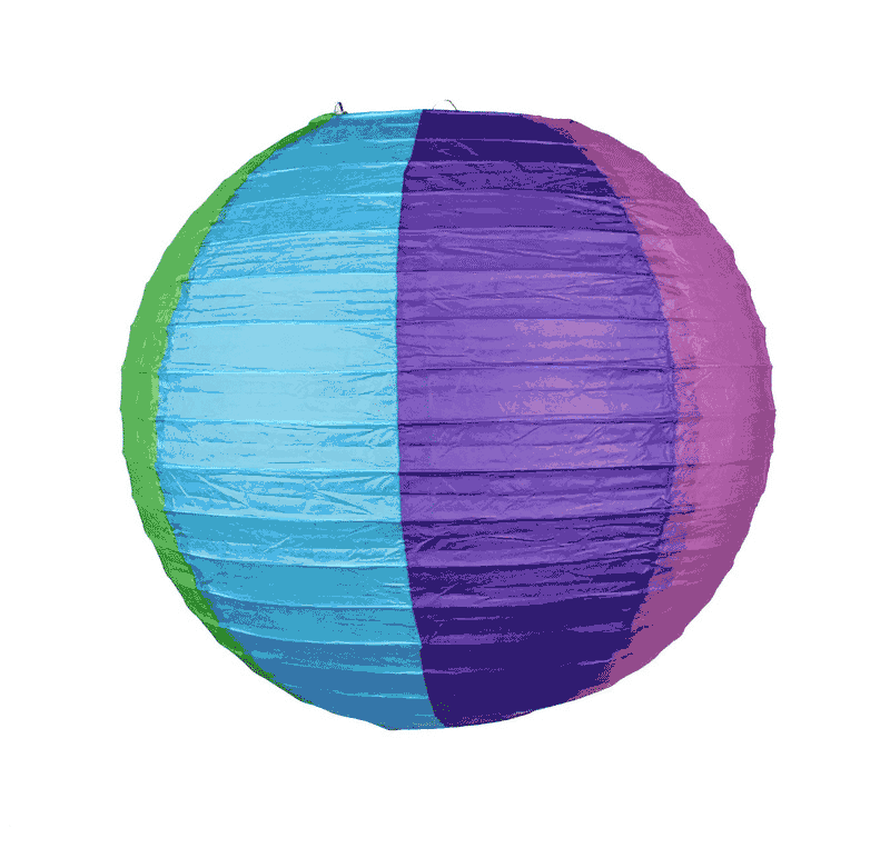 14" Rainbow Multi-Color Paper Lantern, Even Ribbing, Hanging Decoratio ...