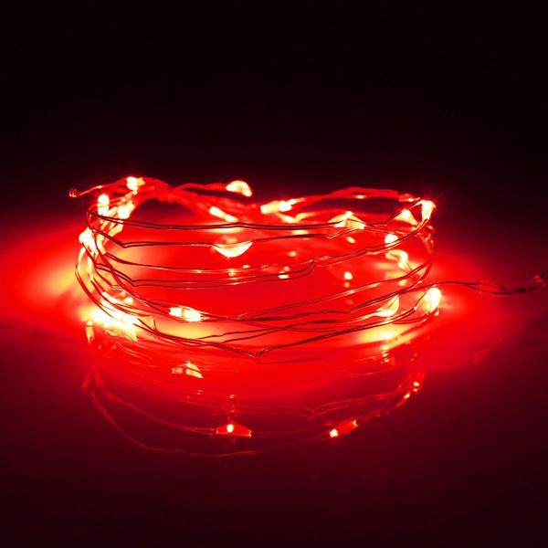 7.5 FT|20 LED Battery Operated Red Fairy String Lights With Silver Wir ...