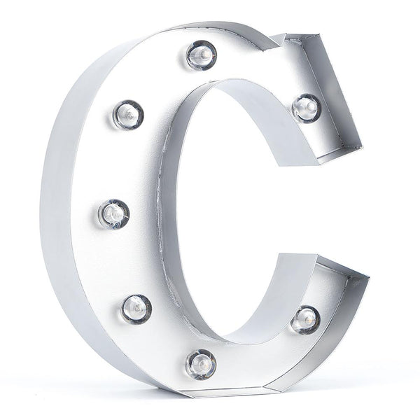 Silver Marquee Light Letter 'C' LED Metal Sign (8 Inch, Battery ...