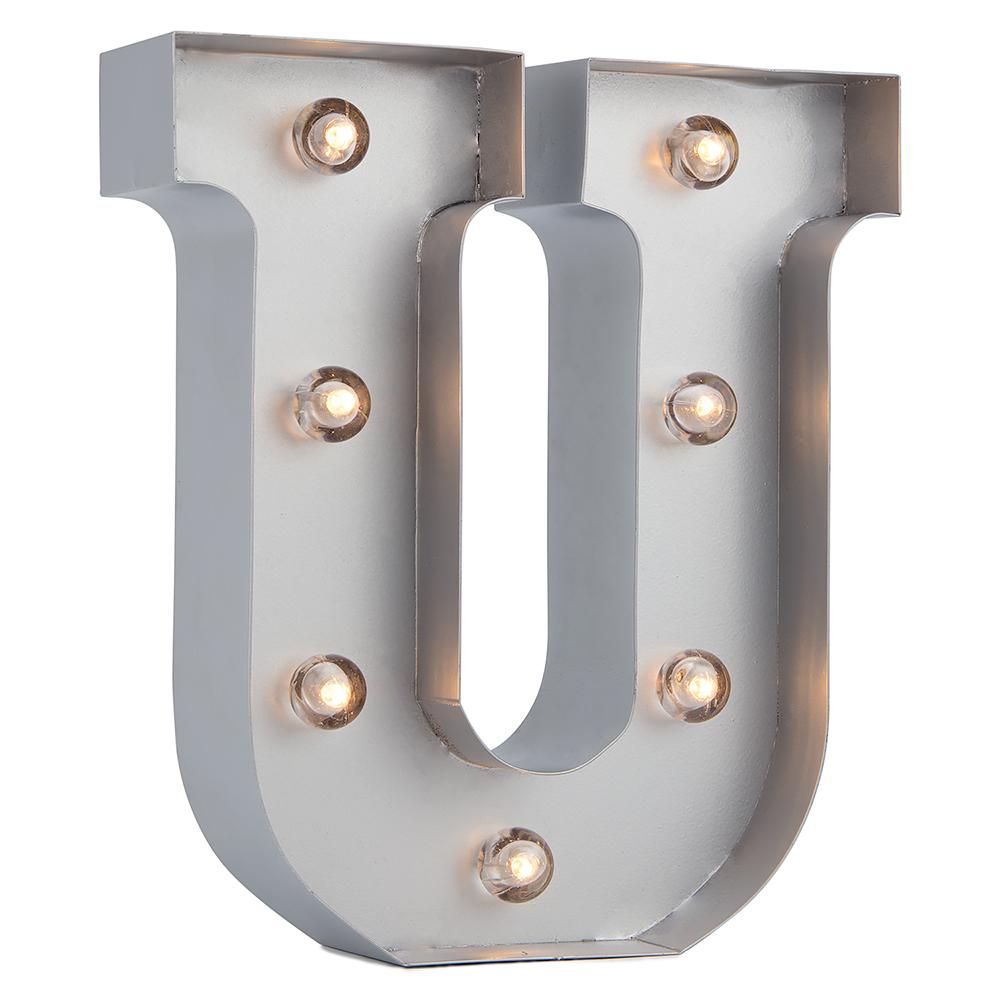 CLOSEOUT Silver Marquee Light Letter 'U' LED Metal Sign (8 Inch ...