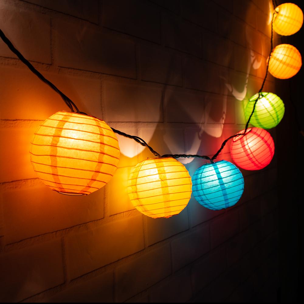 4" Multi-Color Round Paper Lantern, Even Ribbing, Hanging Decoration ...
