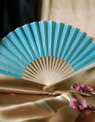 50-Pack 9 Inch Water Blue Silk Hand Fans for Weddings - Luna Bazaar ...
